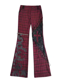 Plaid Patchwork Leather chic pants【s0000004935】 – SCULTURE（エスカルチャー）