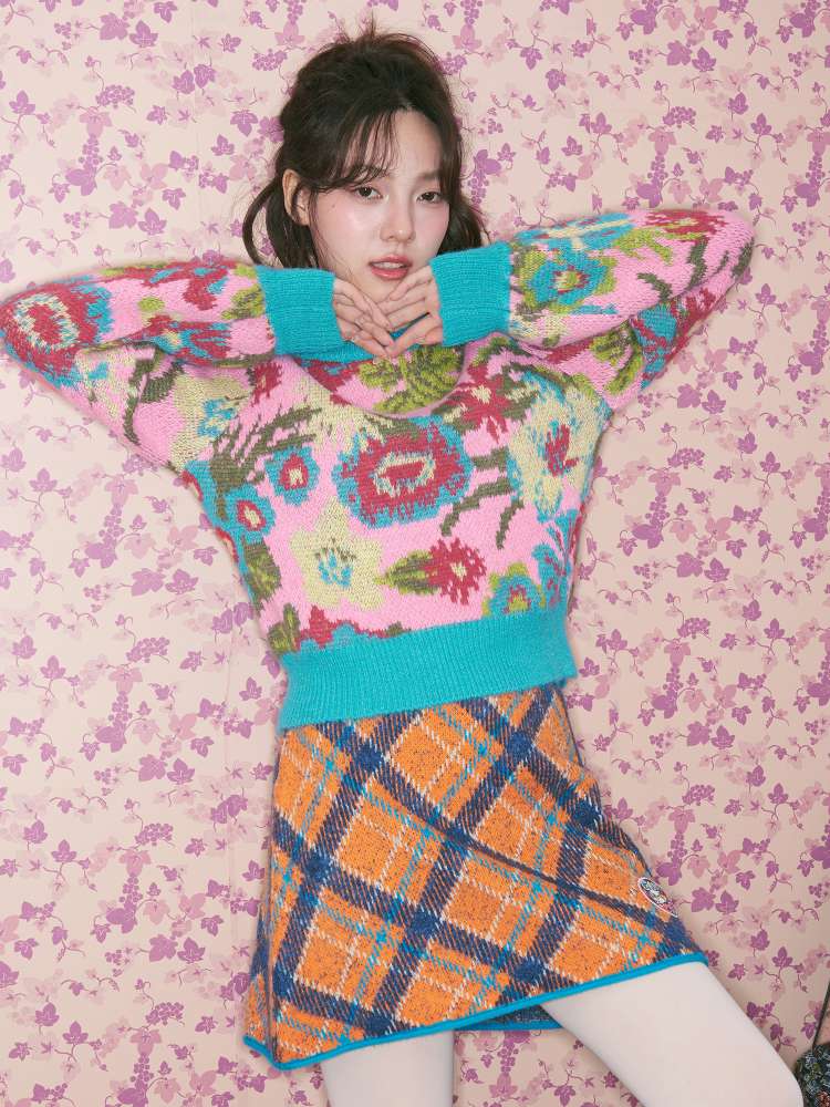 Pink Green Flower Knitted Sweater【s0000015370】 – SCULTURE（エスカルチャー）