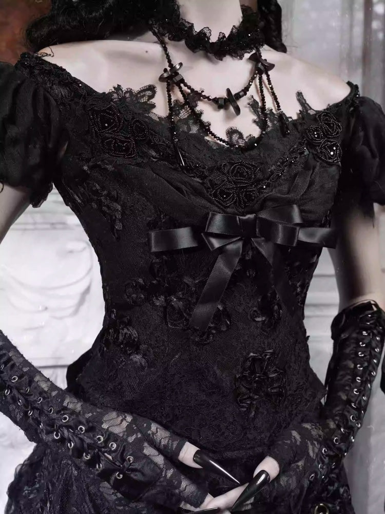 Magic Box Of The God Of Love Edward Goth One-Shoulder Puff Sleeve Mesh ...